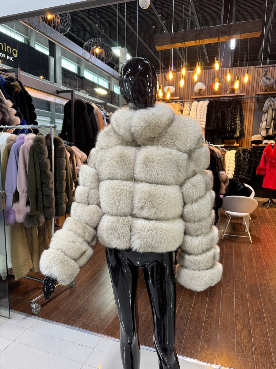 Beige Fox Fur Jacket – Elisa Fur
